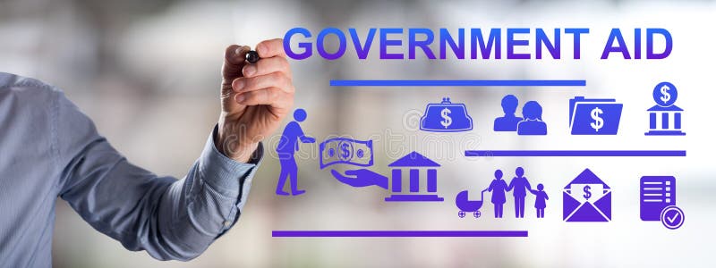 Government Aid Concept Drawn by a Man Stock Photo - Image of government ...