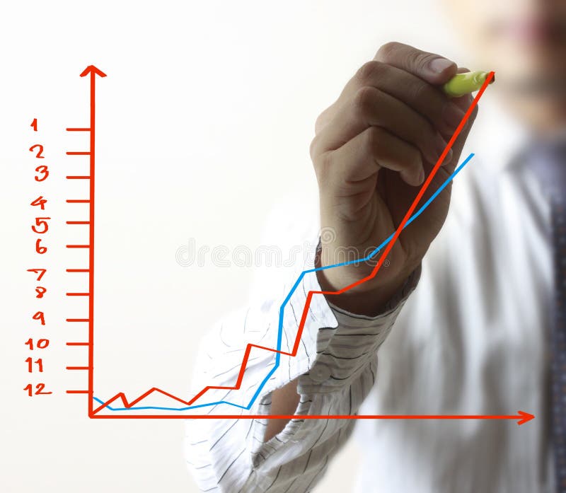 Man drawing a graph stock illustration. Illustration of chart - 53059406