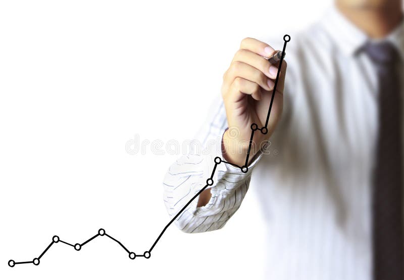 Man drawing a graph stock illustration. Illustration of hand - 53093029