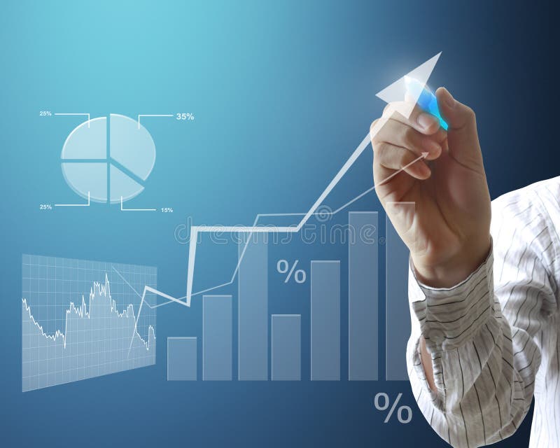 Man drawing a graph stock photo. Image of person, looking - 43701420