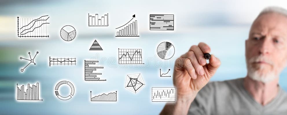 Man Drawing Graphical Analysis Concept Stock Image - Image of graphs ...