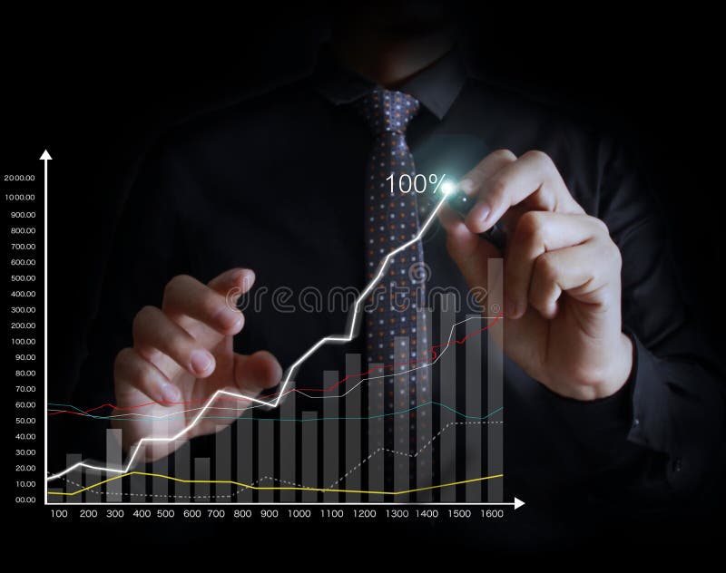 Man Drawing a Growing Graph Stock Illustration - Illustration of chart ...