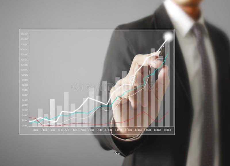 Man Drawing a Growing Graph Stock Illustration - Illustration of profit ...