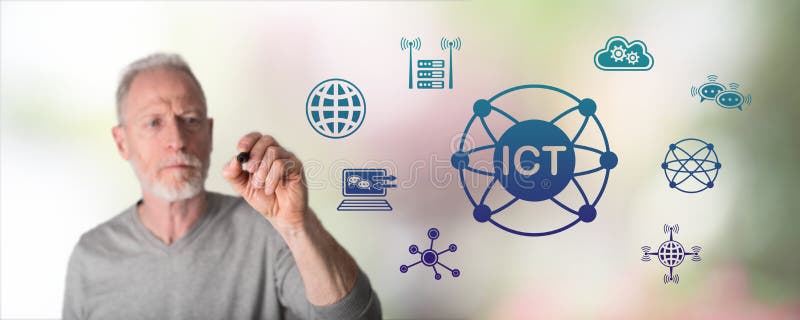 Man drawing ict concept stock illustration. Illustration of computing ...