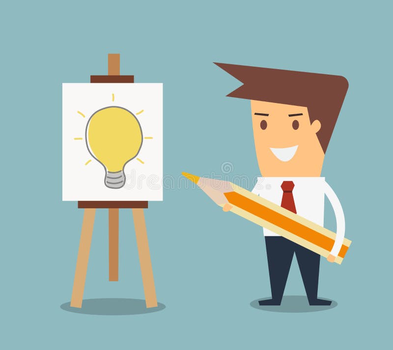Man Drawing a Light Bulb Get an Idea Concept Stock Vector ...