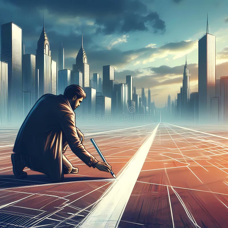 Draw the line metaphor stock illustration. Illustration of boundaries ...