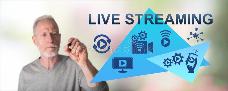 Man Drawing Live Streaming Concept Stock Image - Image of video ...