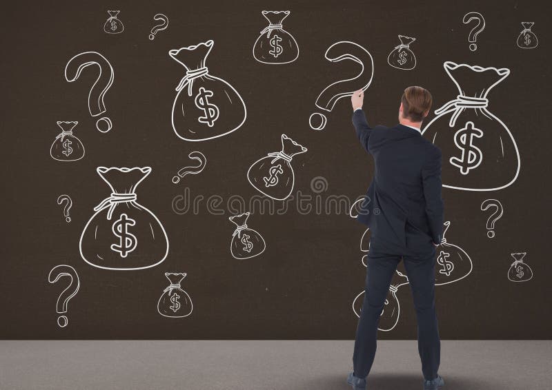 Man drawing money on wall stock photo. Image of chalk - 101573906