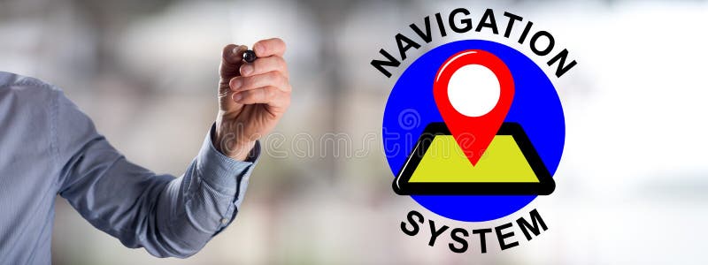 Navigation System Concept Drawn by a Man Stock Image - Image of ...