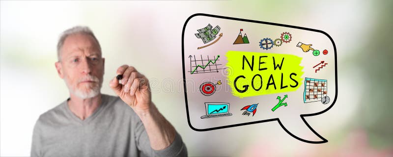 Man Drawing New Goals Concept Stock Image - Image of financial, writing ...