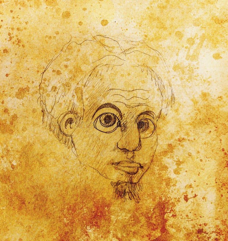 Man Drawing, Pencil Sketch on Paper, Color Effect. Stock Illustration ...