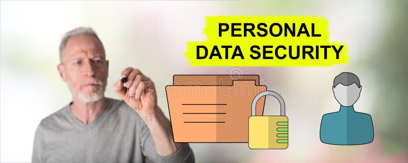 Man Drawing Personal Data Security Concept Stock Image - Image of ...