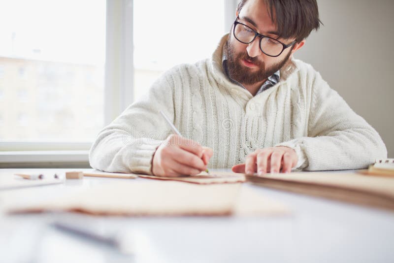 Man drawing stock photo. Image of busy, draft, eyeglasses - 59007540