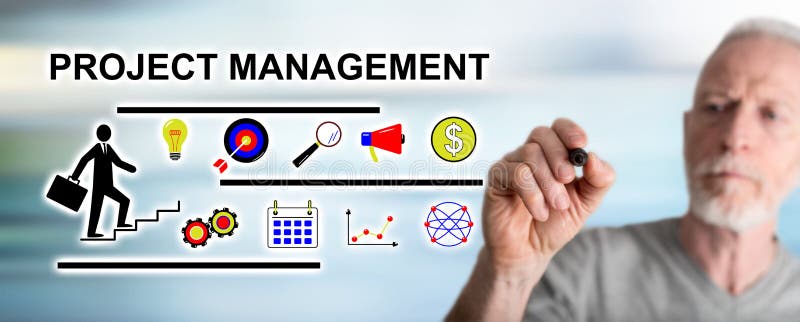 Man Drawing Project Management Concept Stock Photo - Image of manager ...