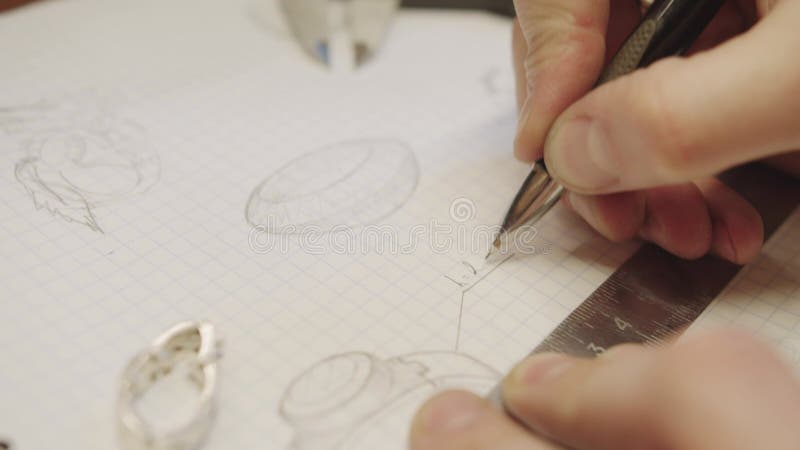 A Man is Drawing a Ring on a Piece of Paper Stock Footage - Video of ...