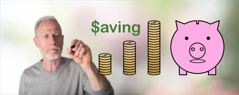 Man drawing saving concept stock image. Image of bank - 95900639