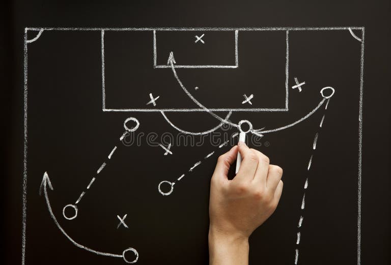 Football Soccer Coach Drawing Playbook Strategy Stock Image - Image of ...
