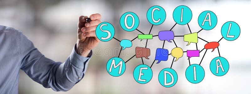 Social Media Concept Drawn by a Man Stock Image - Image of media ...