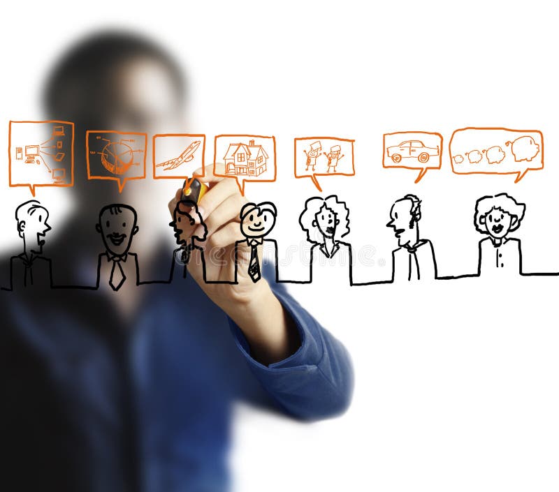 Man drawing social network stock image. Image of organization - 44519779