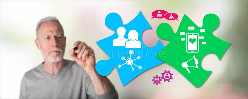 Man Drawing Social Networking Concept Stock Image - Image of digital ...