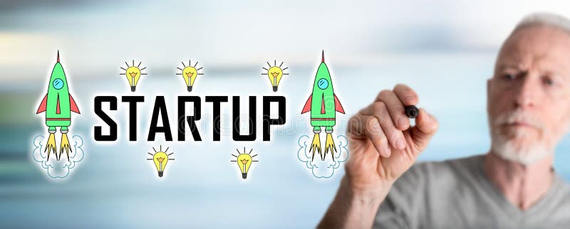 Man Drawing Startup Concept Stock Image - Image of success, profit ...