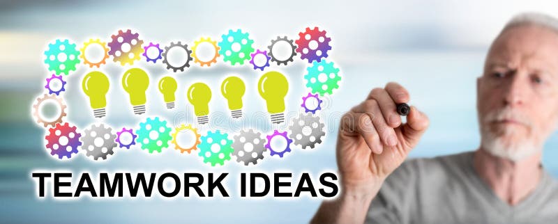 Man Drawing Teamwork Idea Concept Stock Image - Image of partnership ...