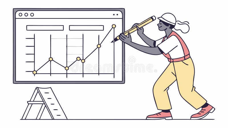 Man Drawing Trend Line Graph, Business Growth Analysis, Vector Design ...