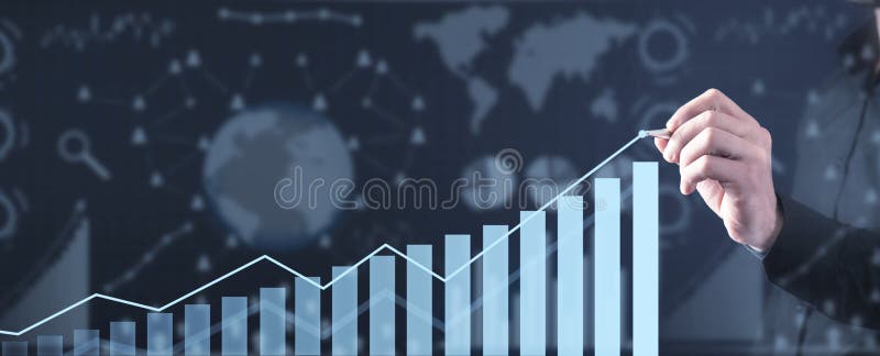 Man Draws Graph. Concept of Financial Growth Stock Photo - Image of ...