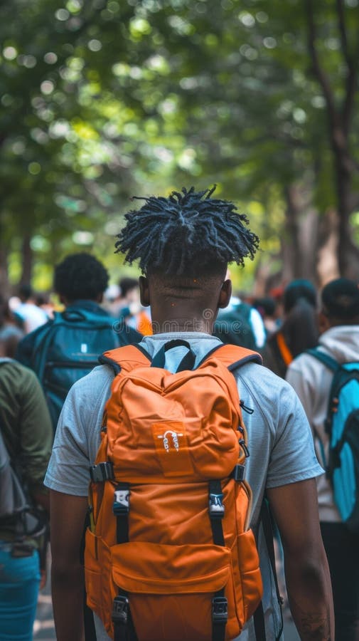 Man with Dreadlocks and Orange Backpack Stock Photo - Image of backpack ...