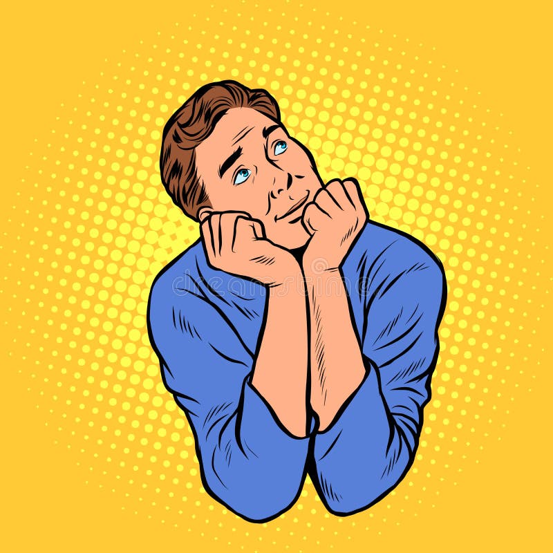 A Man Dreams, Thinking and Pondering Stock Vector - Illustration of ...
