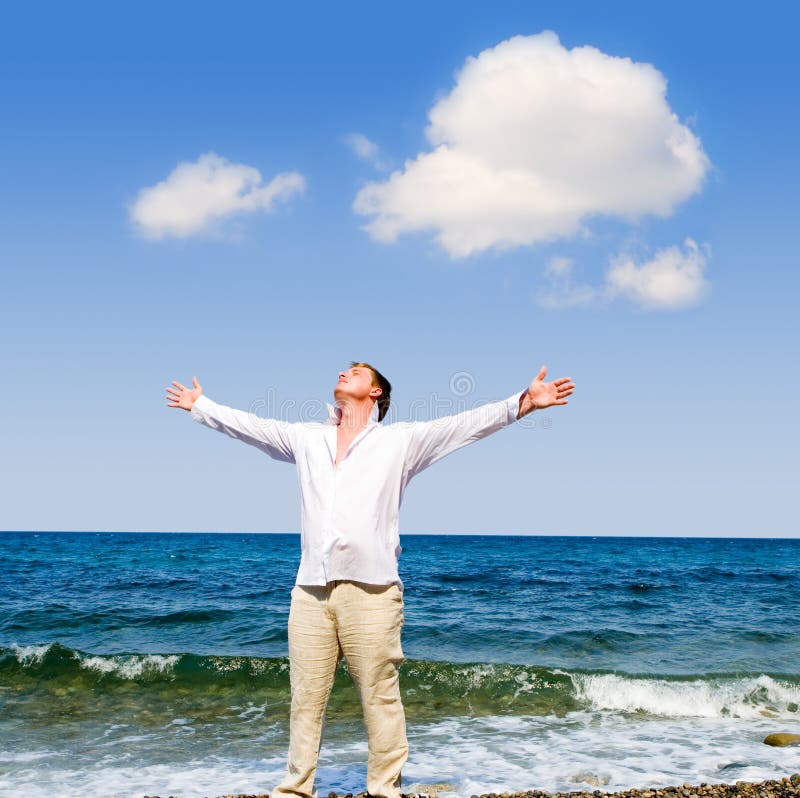 Man dreams to fly stock photo. Image of long, male, happiness - 4156774