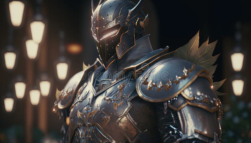 A Man Dressed in Armor Standing in Front of a Building. Stock ...