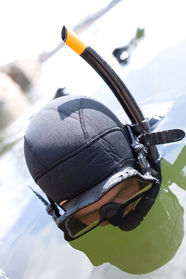 A Man Dressed As Aunderwater Hunter. Stock Image - Image of sports ...