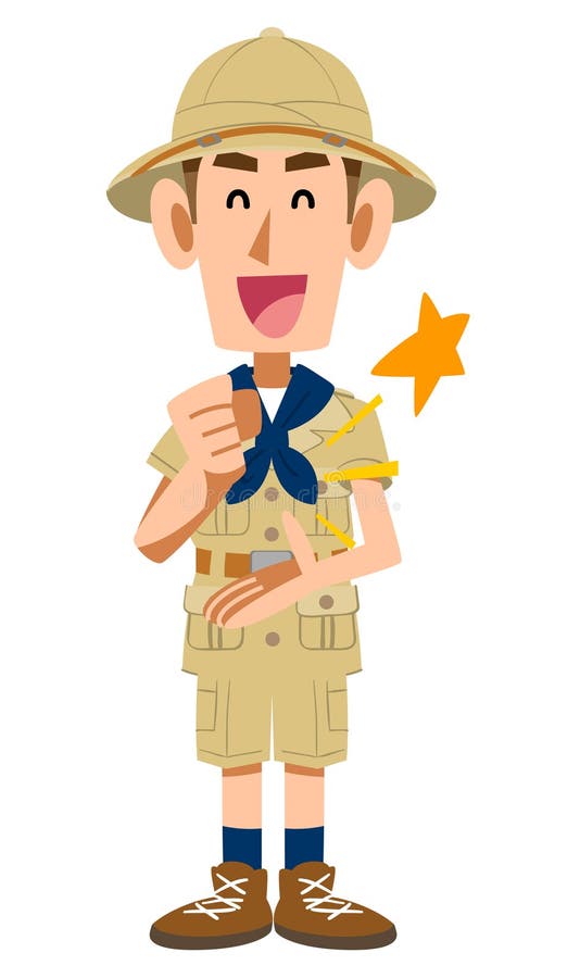 A Man Dressed As an Explorer Who is Satisfied with a Smile Stock Vector ...