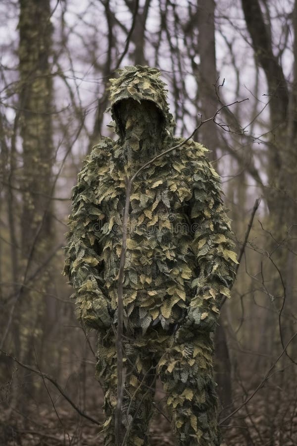 Man Dressed As the Forest Standing in the Forest, Camouflaged ...