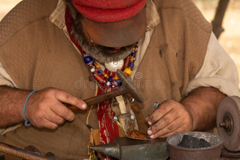 1800`s Tinker Works on a Small Piece of Copper Editorial Image - Image ...