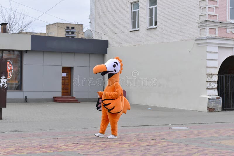 A Man Dressed in a Bird Costume Walks Across the Square. Stock Photo ...
