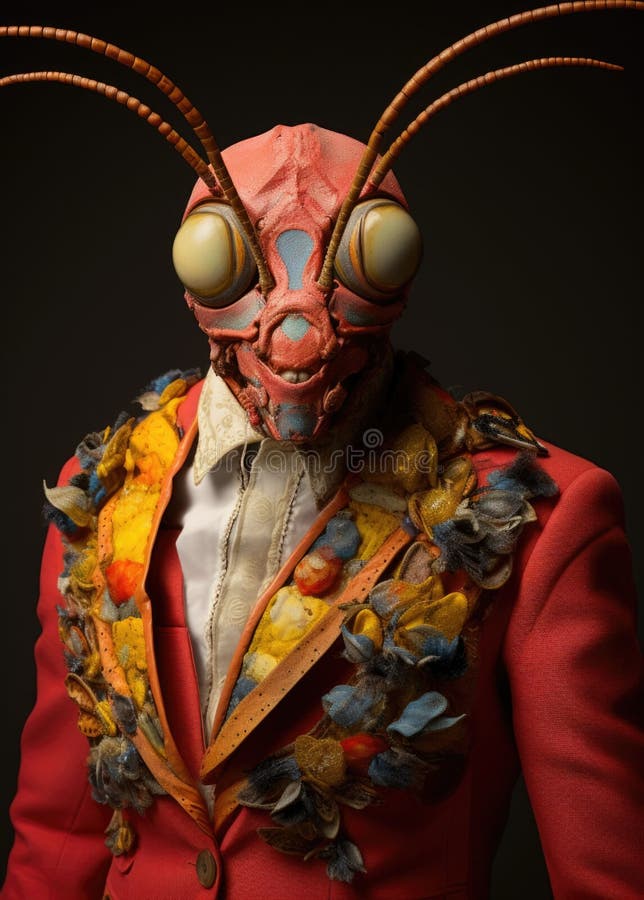 A Man Dressed in a Suit with a Large Insect Head, AI Stock Photo ...