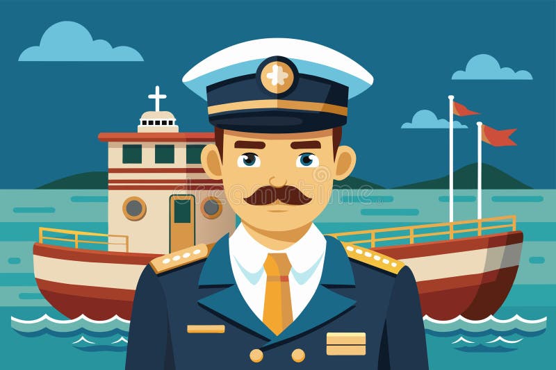A Man Dressed in a Uniform Standing Upright in Front of a Boat, Boat ...