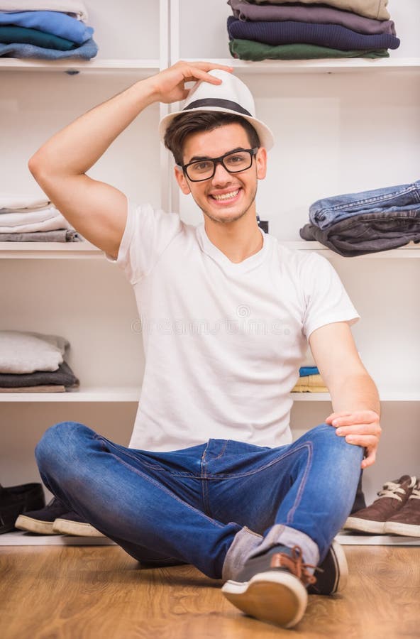 Man in dressing room stock photo. Image of people, floor - 57806850