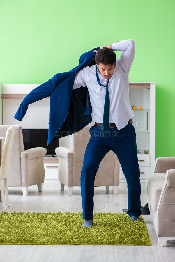 The Man Dressing Up and Late for Work Stock Image - Image of employee ...