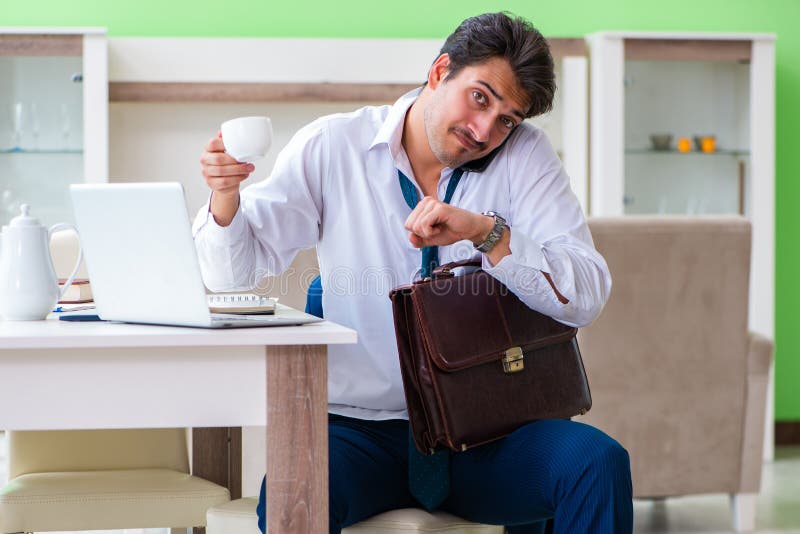 The Man Dressing Up and Late for Work Stock Photo - Image of meeting ...