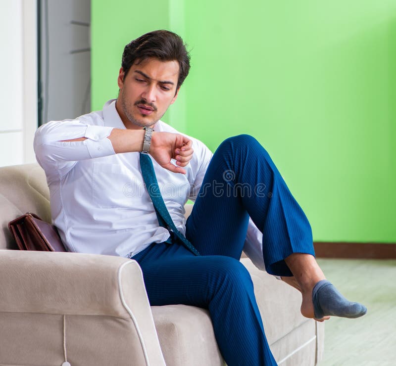 Man Dressing Up and Late for Work Stock Photo - Image of career ...