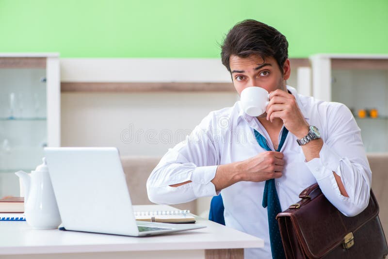 The Man Dressing Up and Late for Work Stock Image - Image of late ...