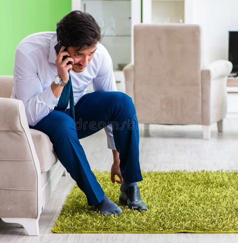 Man Dressing Up and Late for Work Stock Image - Image of business ...