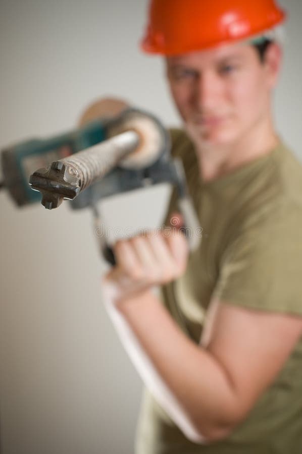 Man with drill stock photo. Image of adult, steel, people - 13124338