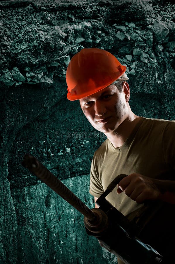 Man with drill stock photo. Image of hard, collier, coal - 23128320