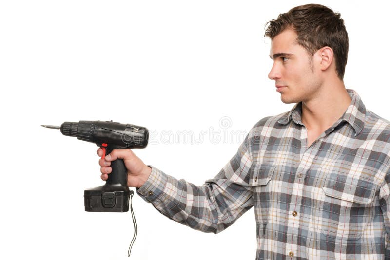 Man with drill machine stock photo. Image of working - 26128204