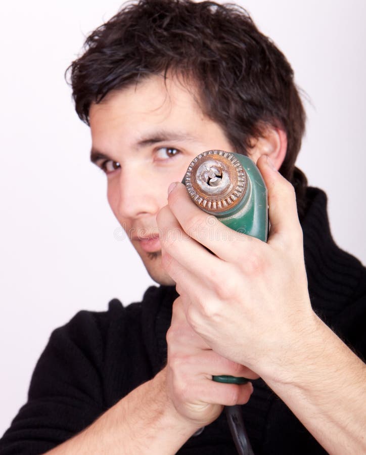 Man with drilling machine stock image. Image of worker - 13411617