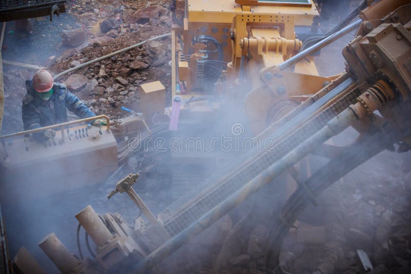 The man is drilling. stock image. Image of machine, flight - 88084101